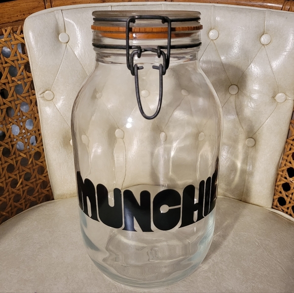 Source Unknown | Kitchen | Vtg Glass Munchies Snack Canister Jar ...